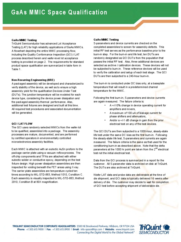 GaAs MMIC Space Qualification PDF | PDF | Semiconductor Device ...