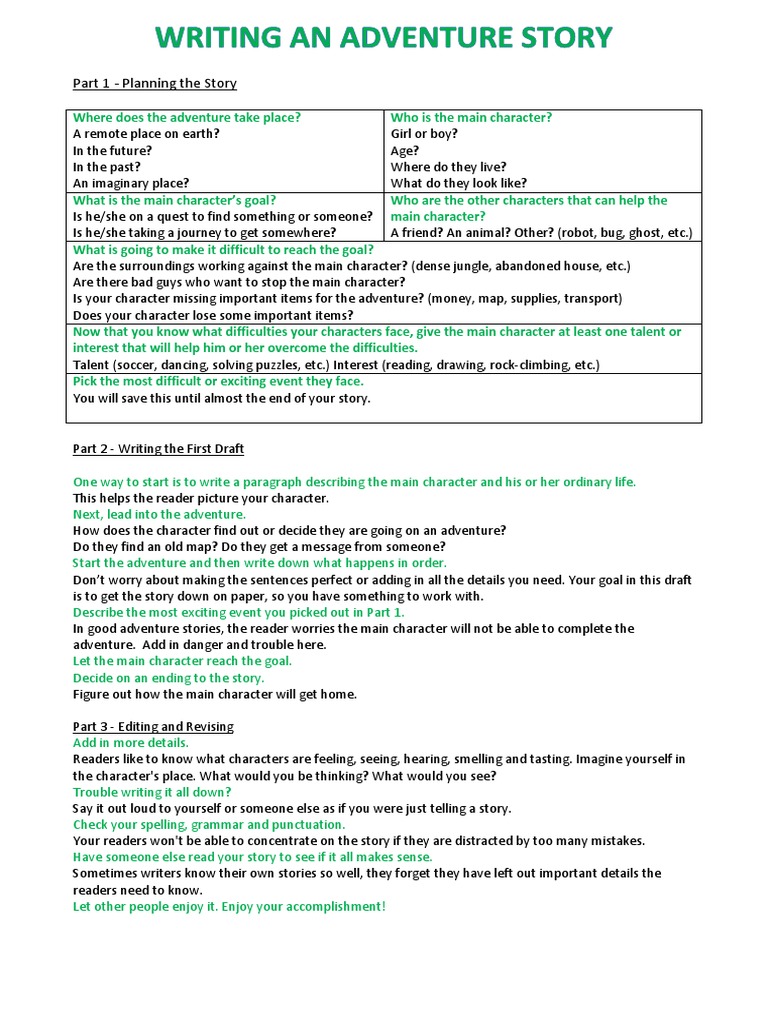 Adventure Story Writing Guide | PDF | Leisure