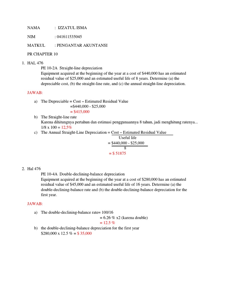 Izzatul Isma (Tugas PA Chapter 10) | PDF | Book Value | Depreciation