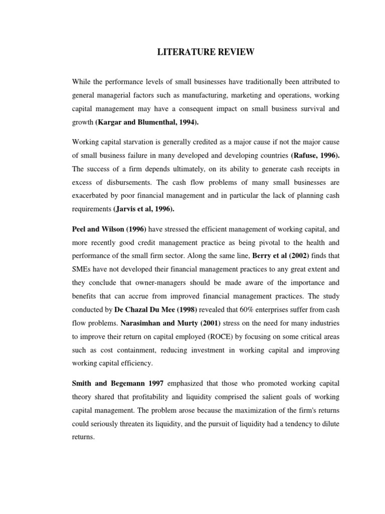 03 Literature Review | PDF | Working Capital | Financial Economics