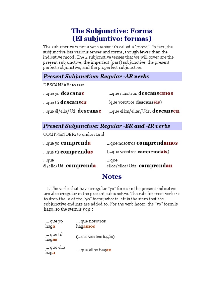 A Comprehensive Guide to Spanish Subjunctive Forms | PDF | Onomastics ...