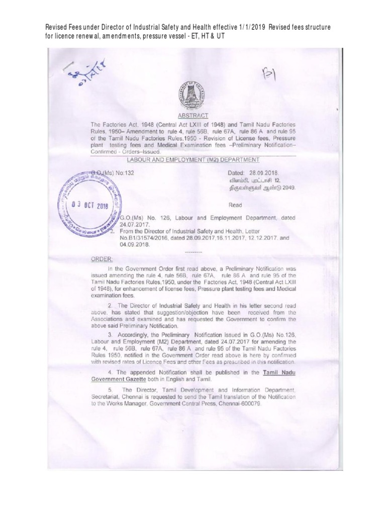 Factory License Fees DISH-1 PDF | PDF | Business | Finance & Money ...