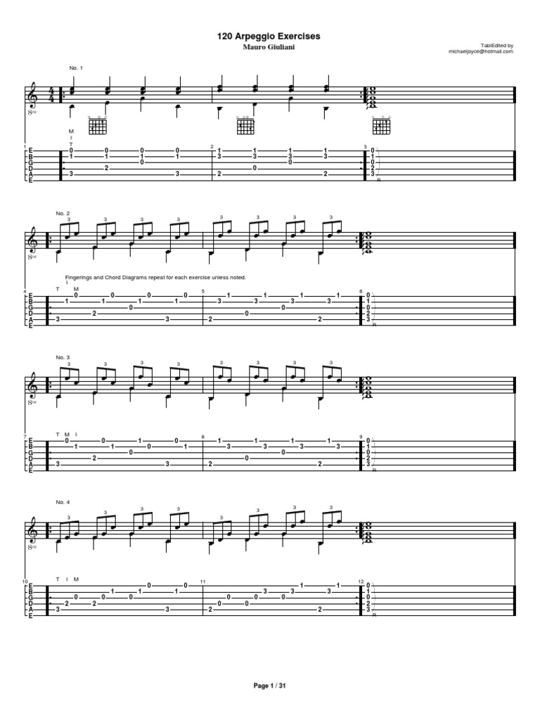 Guitar Arpeggio Exercises | PDF | Musical Instruments | Musical Notation
