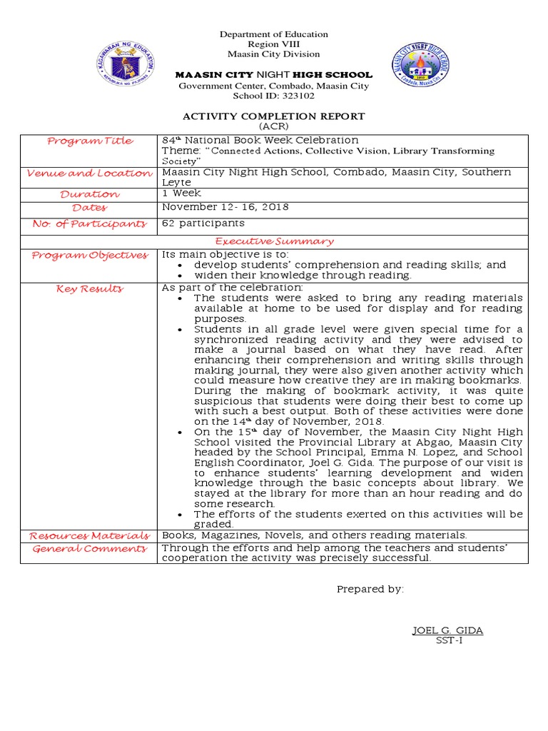English Month Culmination Program 2018 | PDF | Libraries | Pedagogy