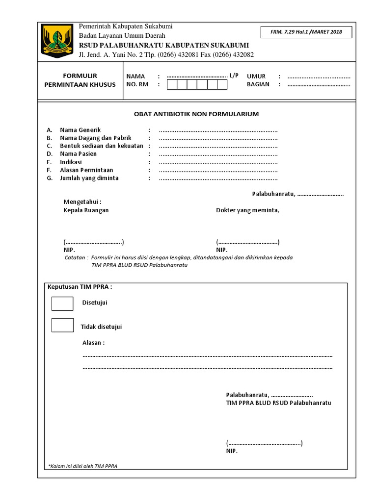 Formulir Permintaan Khusus Obat Antibiotik | PDF