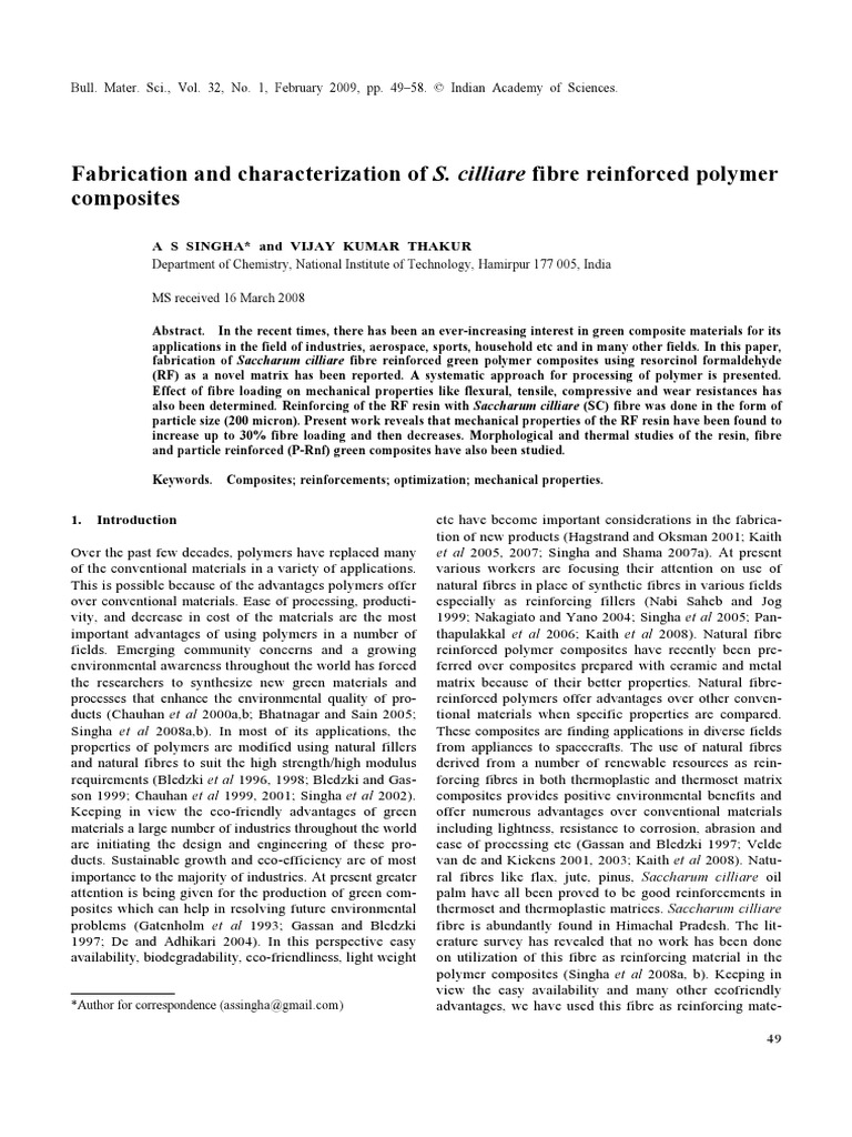 Fabrication and Characterization of S. Cilliare Fibre Reinforced ...