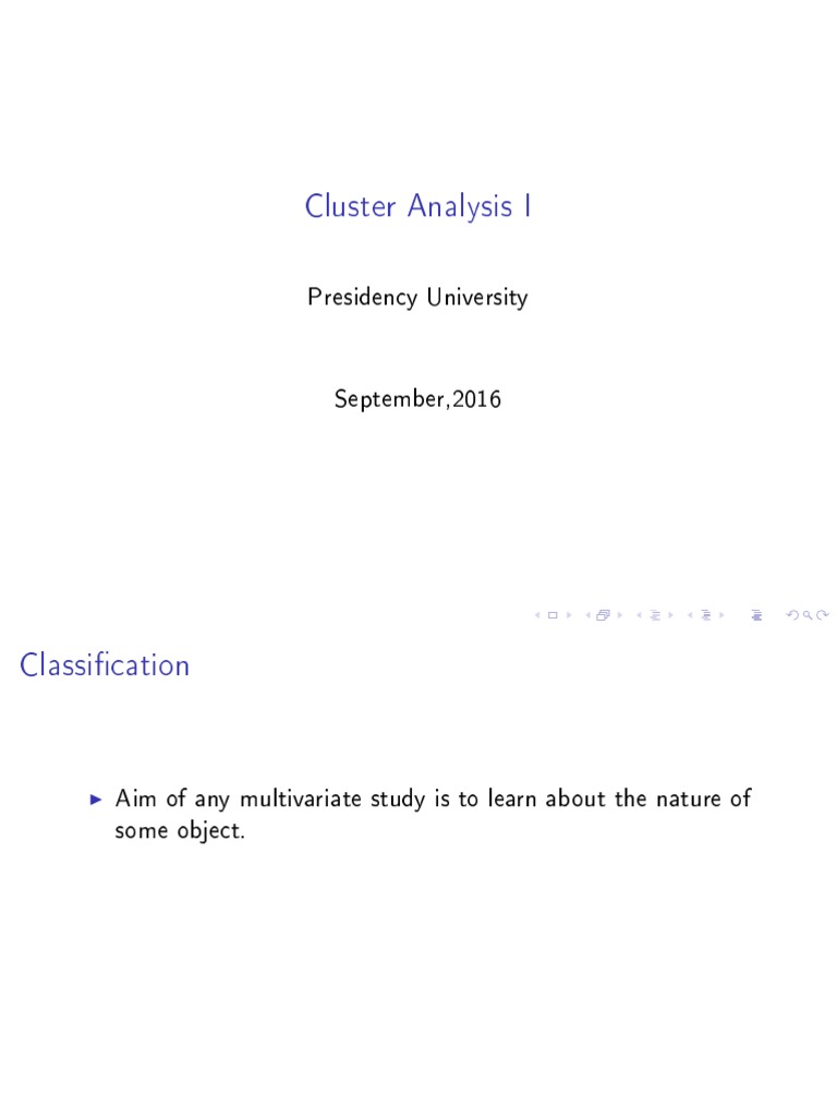 Cluster Analysis I: Presidency University | PDF | Cluster Analysis | Statistical Classification