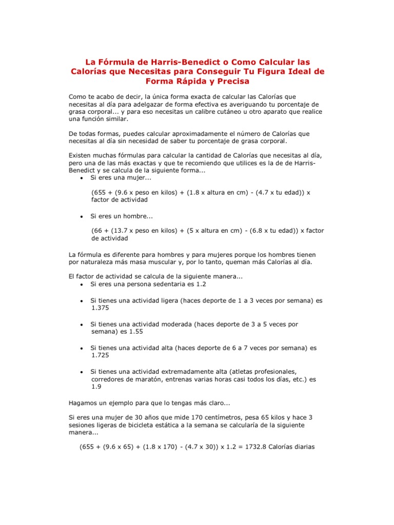 Fórmula de Harris: Aplicaciones y Uso | PDF | Salud y bienestar | Medicina