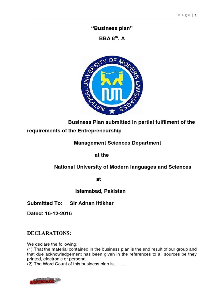 Business Plan PDF Fast Food Retail