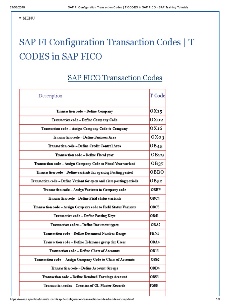 SAP FI Configuration Transaction Codes | PDF | Financial Transaction | Depreciation