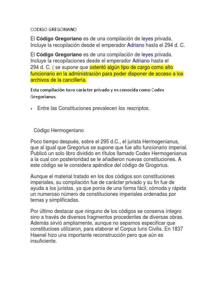 Codigo Gregoriano | PDF | Europa antigua | Roma antigua