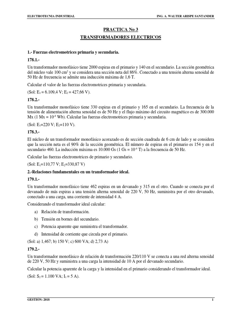 Practica No 3 Transformadores Electricos 2018 Pdf Transformador