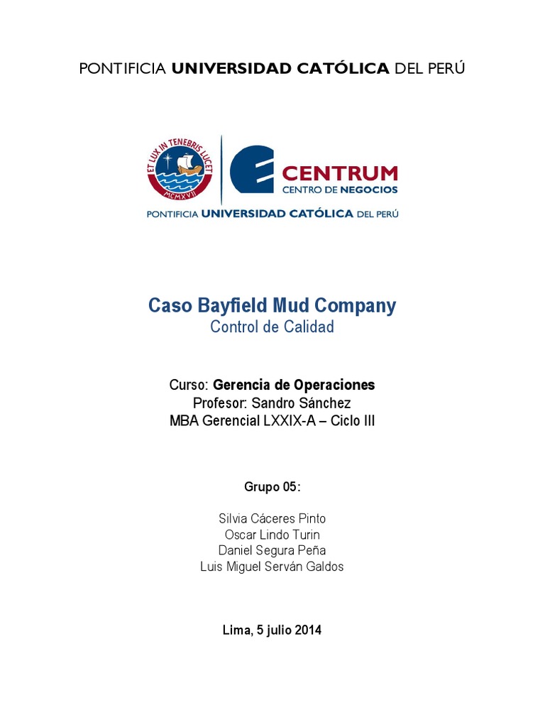 Grupo 5 - Caso Bayfield VF | PDF | Medición | Calidad (comercial)