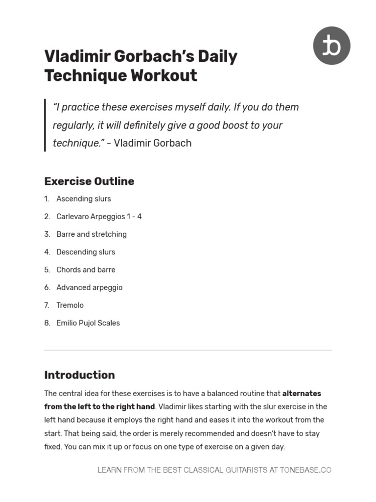 Daily Technique Workout by Vladimir Gorbach | PDF | Chordophones ...