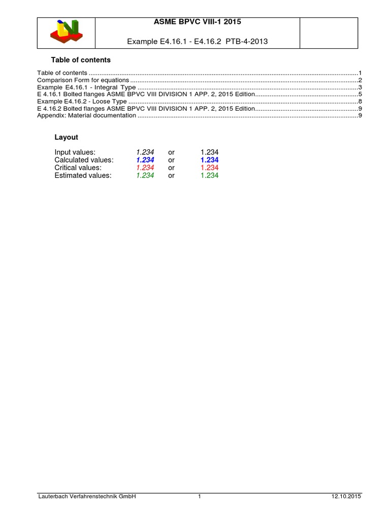Flange Load Calculation per ASME VIII-1 | PDF | Strength Of Materials ...