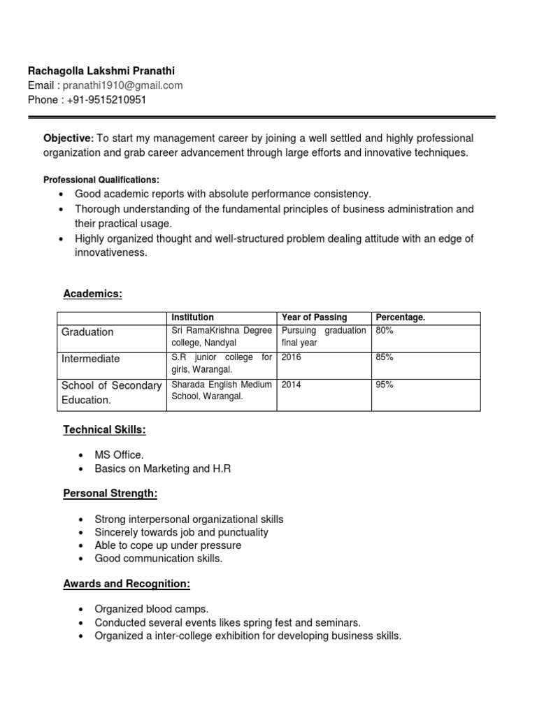Pranathi Resume | PDF