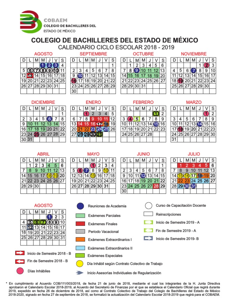Calendario Escolar 2018-2019 Actualizado | PDF | Calendario