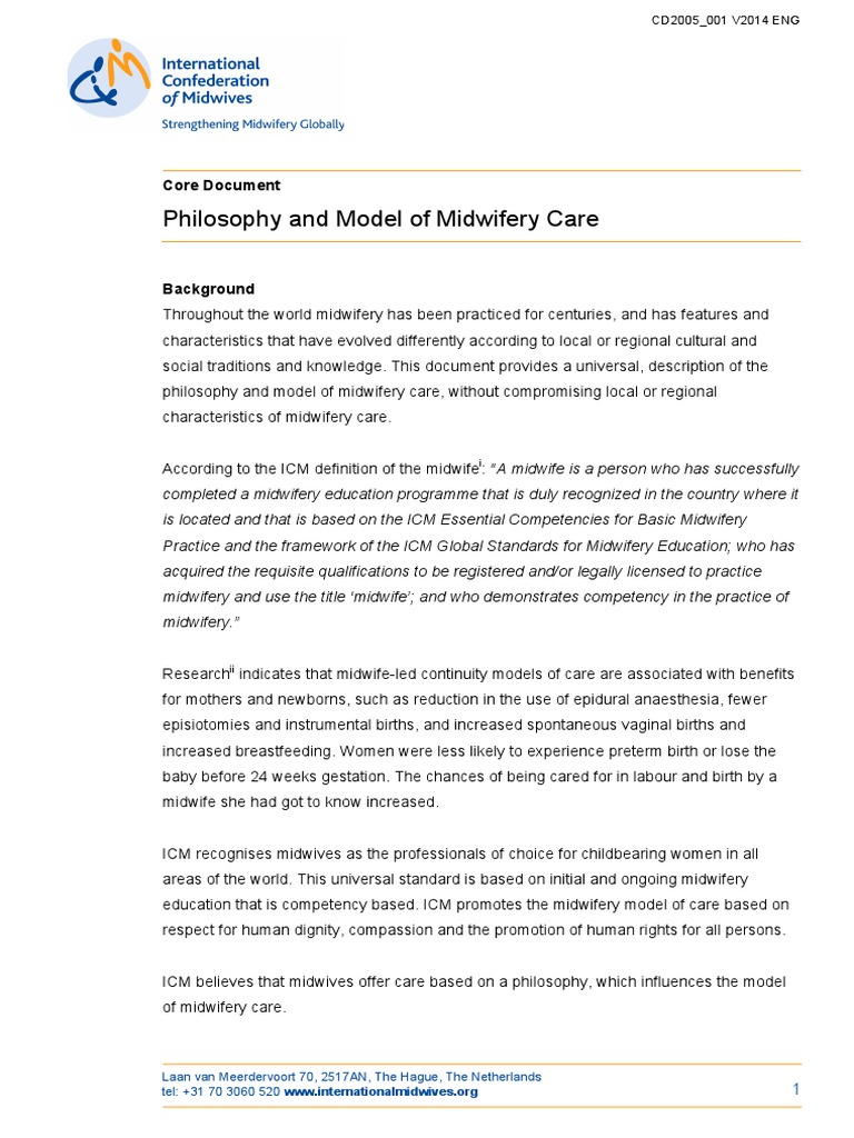 ICM Philosophy and Model of Midwifery Care | PDF | Midwife | Midwifery