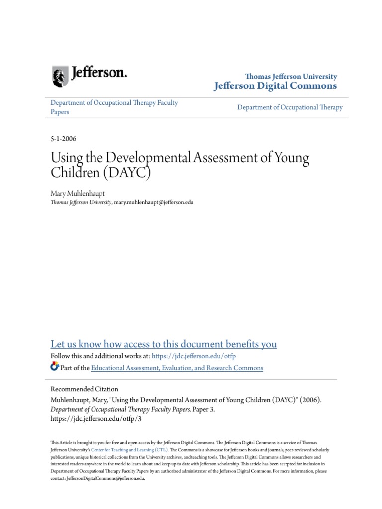 Using The Developmental Assessment of Young Children (DAYC) : Jefferson ...