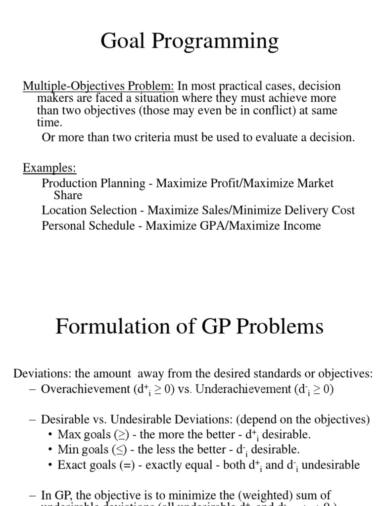 Goal Programming | PDF | Advertising | Goal