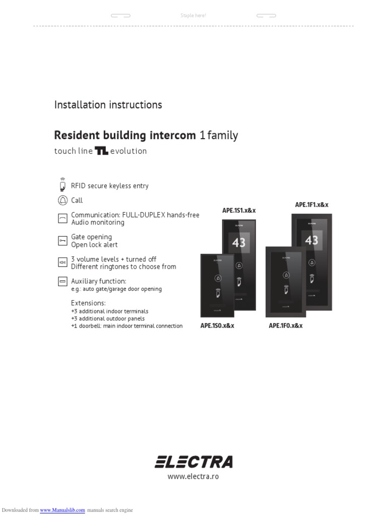 Electra Touch Line Intercom Guide | PDF | Alternating Current | Power ...