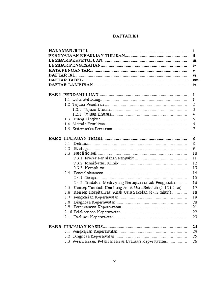 Contoh Daftar Isi Kti Studi Kasus 2019 | PDF