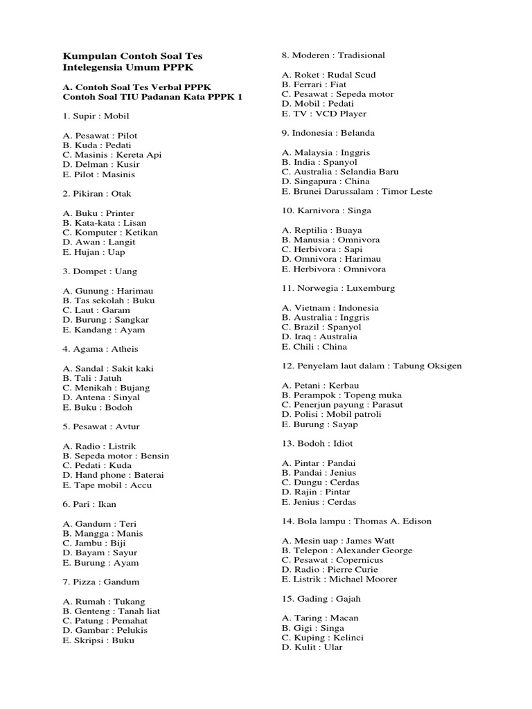 Contoh Soal TIU PPPK 5 PDF | PDF