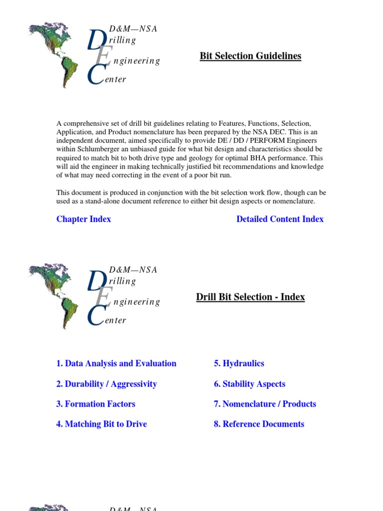 Drill Bit Selection Guide | PDF | Drilling | Data Analysis