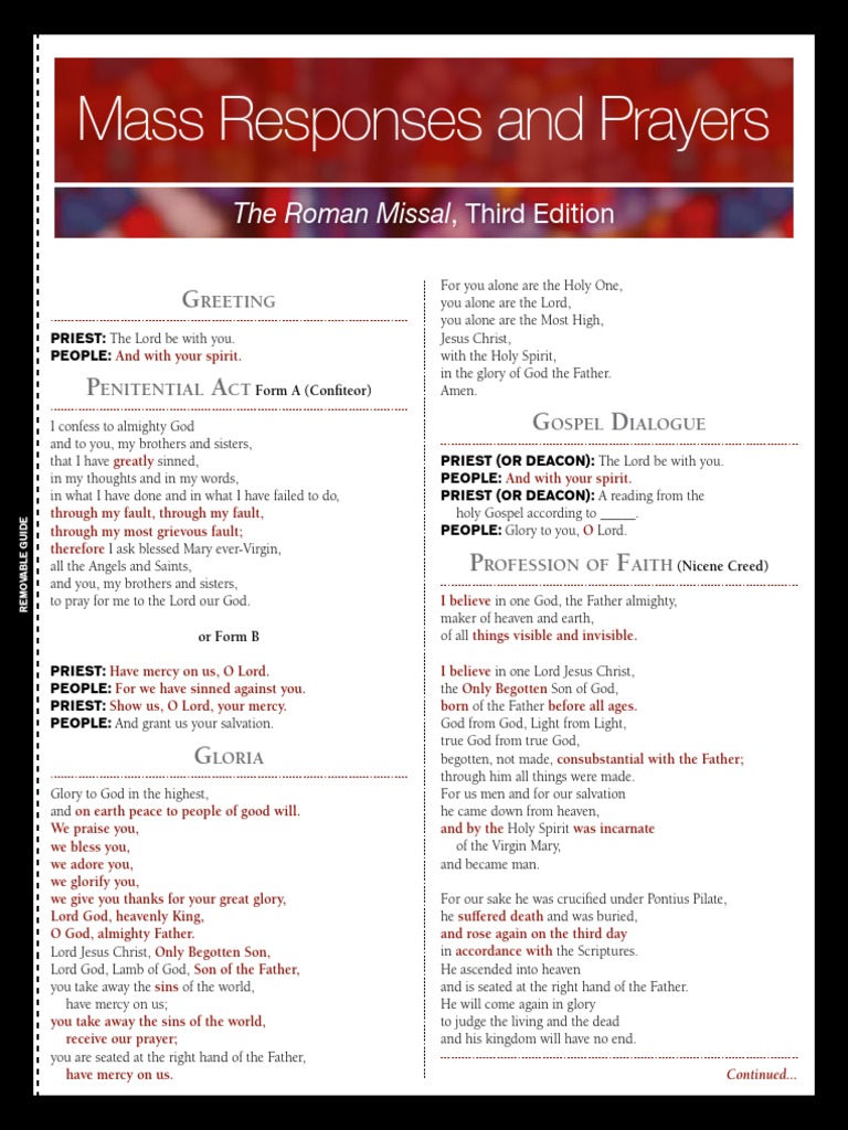 Mass Responses Prayers FAITHGR | PDF | Mass (Liturgy) | God The Father