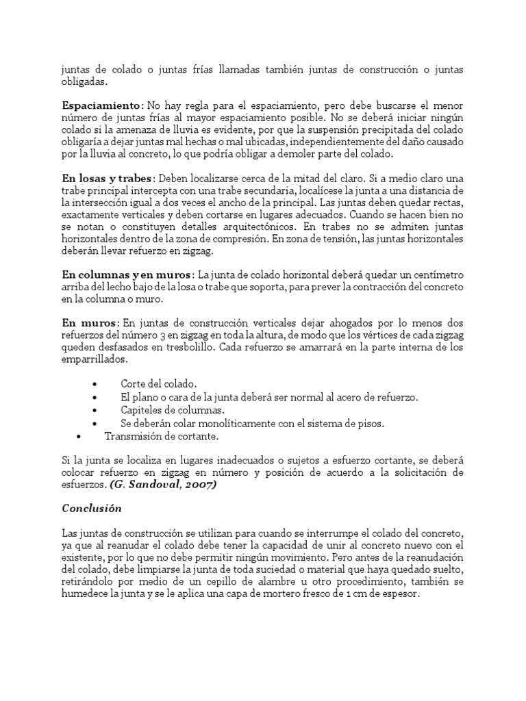Juntas de Colado o Juntas Frías Llamadas También Juntas de Construcción ...