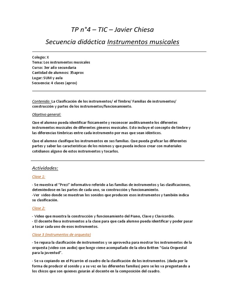TP n4 Tic | PDF | Instrumentos musicales | Sonido