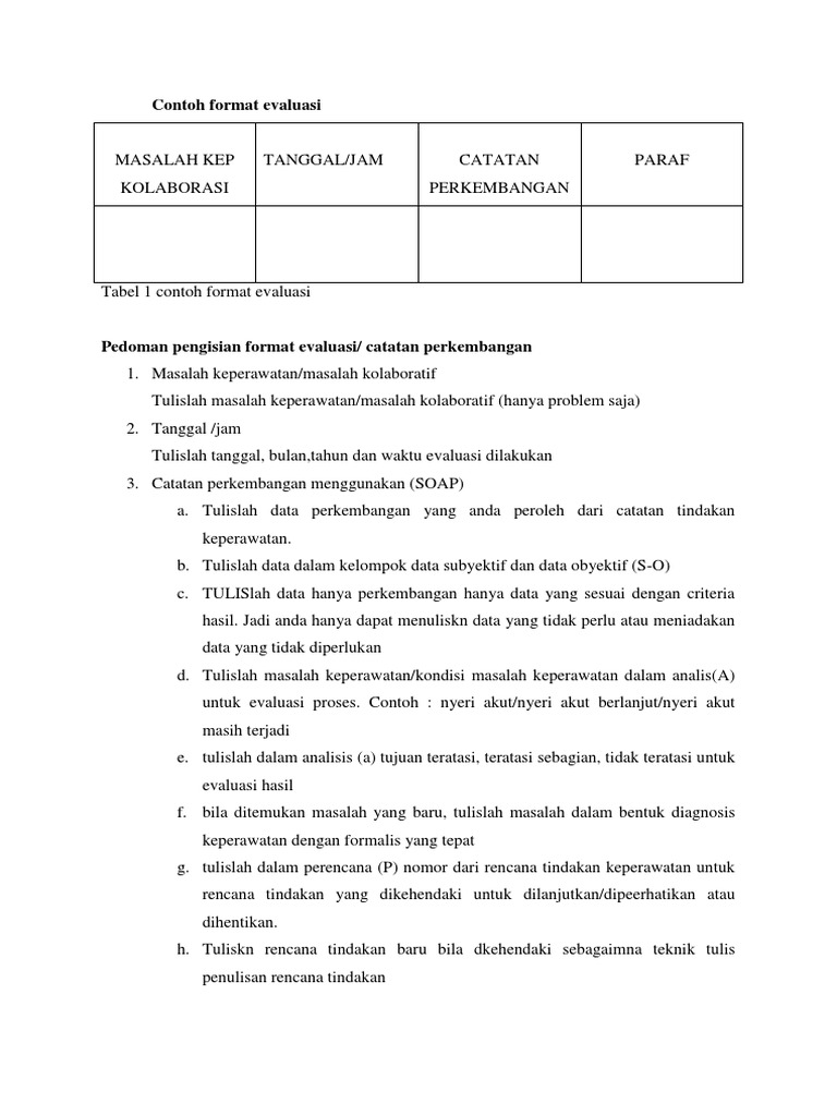 Contoh Format Evaluasi | PDF