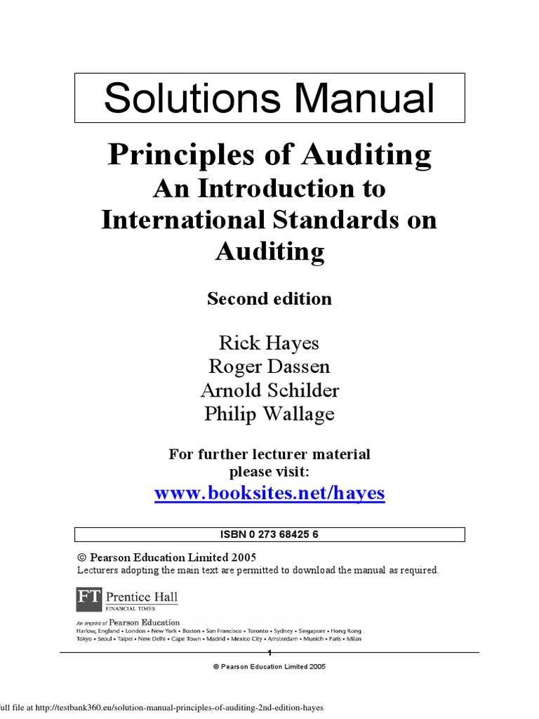 Solution Manual Principles of Auditing 2nd Edition Hayes | PDF ...