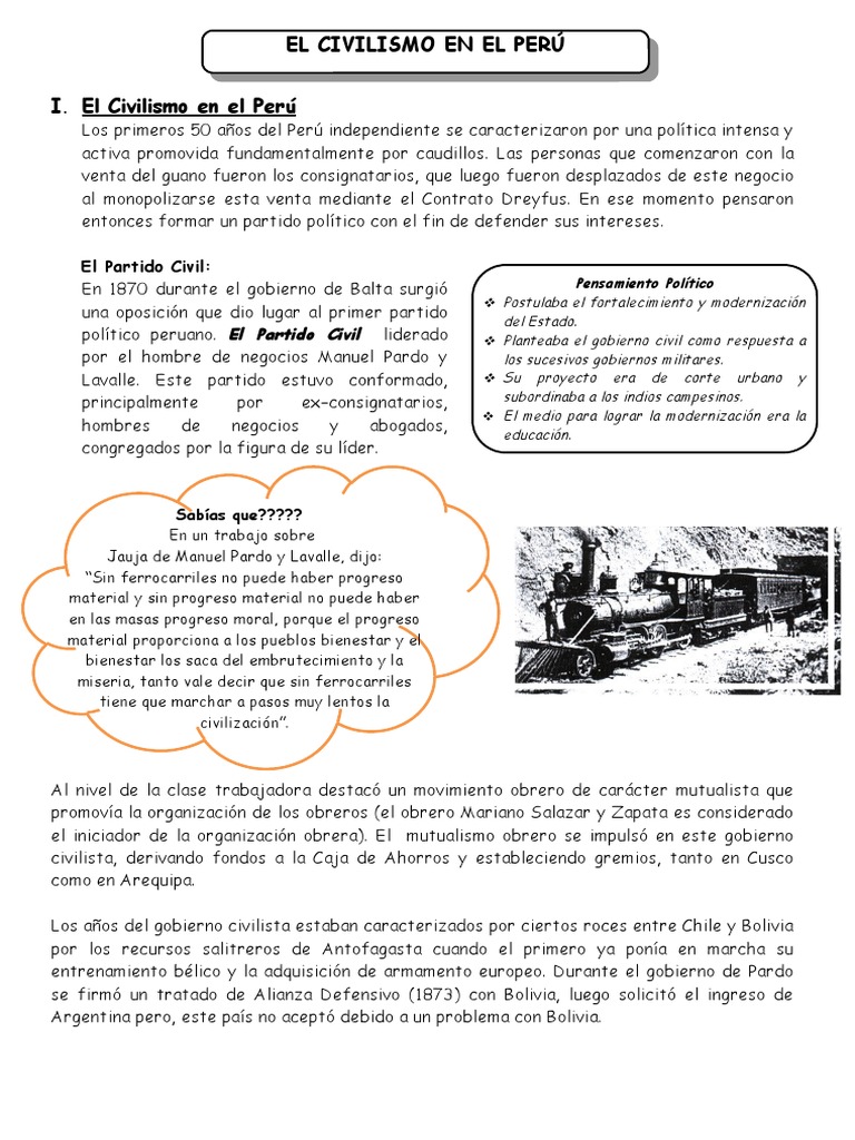 El Civilismo en El Perú | PDF | Perú | Agitación