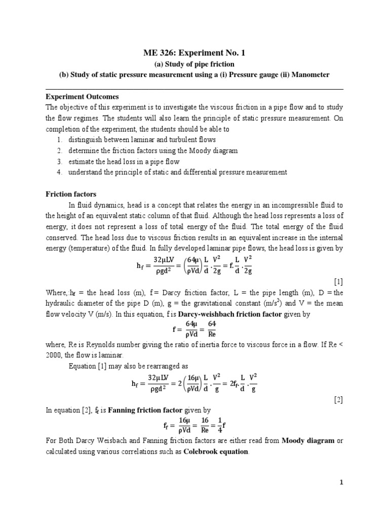 ME 326: Experiment No. 1 | PDF | Fluid Dynamics | Boundary Layer