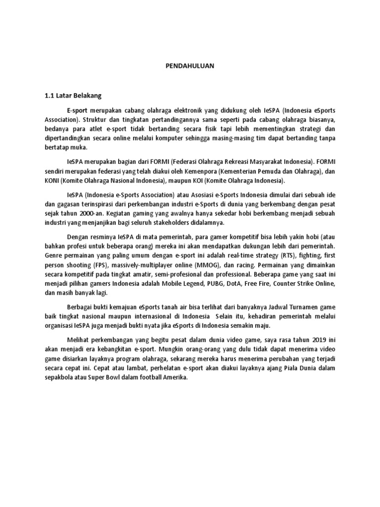 Proposal MDR Esport | PDF