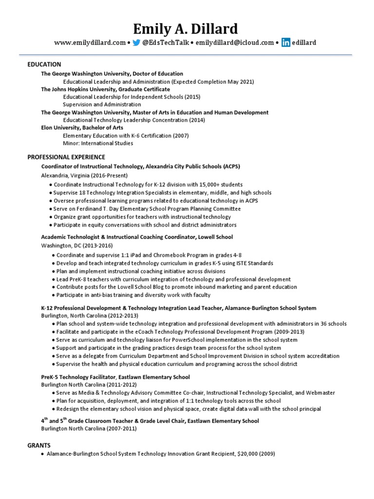 Emily Dillard: Educational Leadership & Tech | PDF | Educational ...