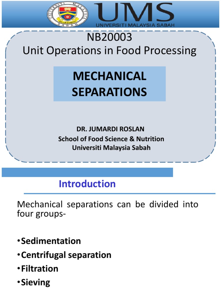 NB20003 Mechanical Separation 2018 | PDF | Centrifuge | Filtration