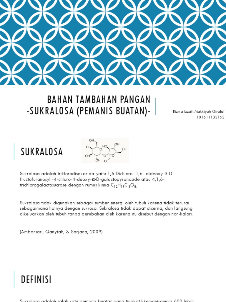 Sukralosa (Pemanis Buatan | PDF