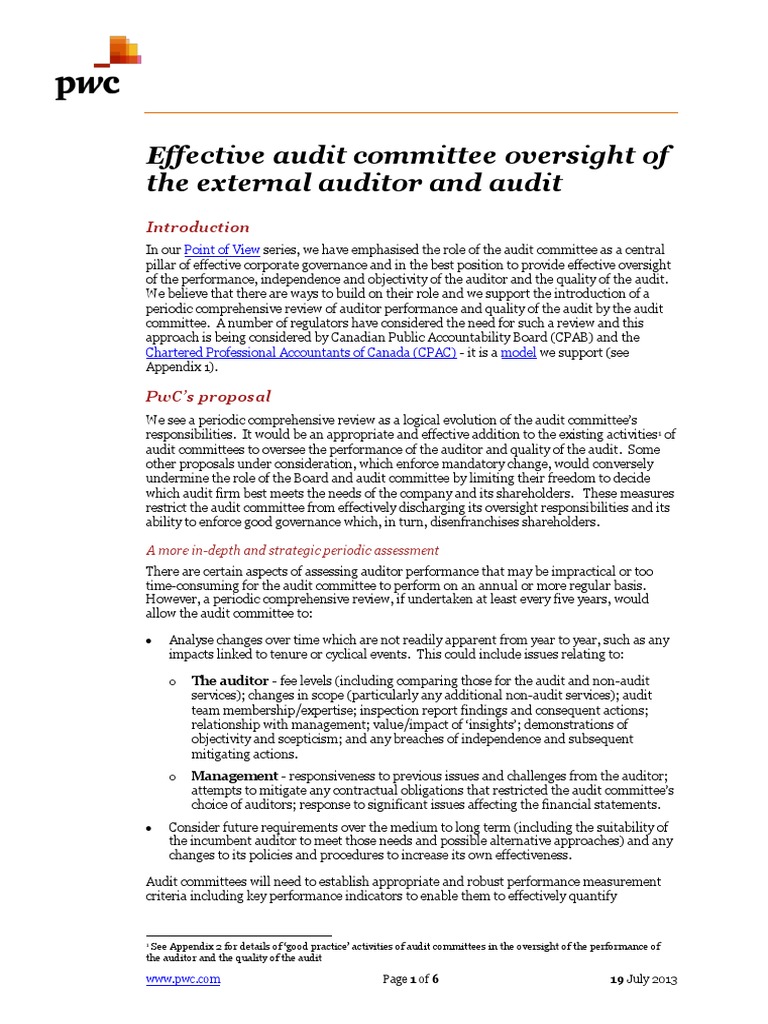 Effective Audit Oversight | PDF | Audit Committee | Audit
