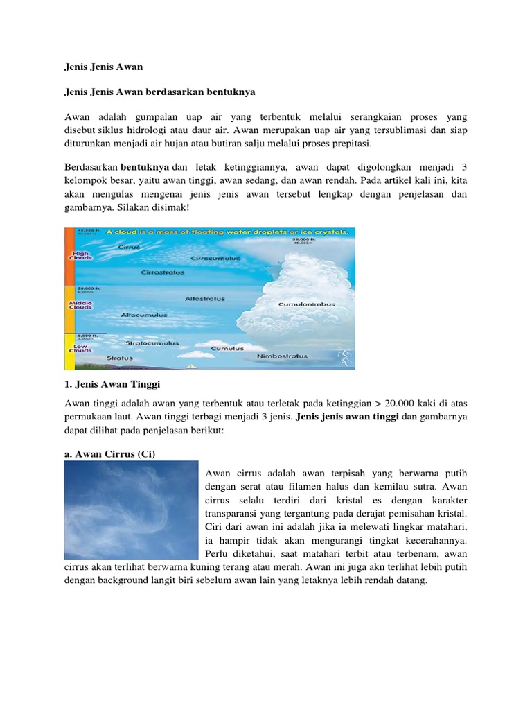 Jenis Jenis Awan | PDF