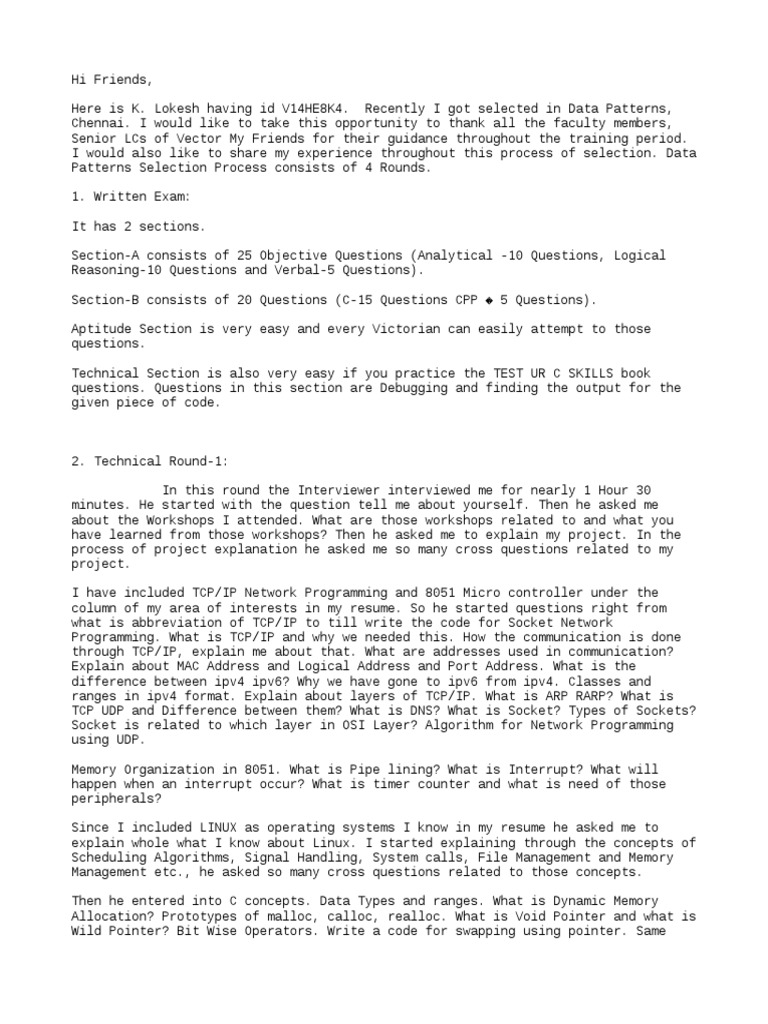 Data Patterns Interview Questions | PDF | Pointer (Computer Programming ...