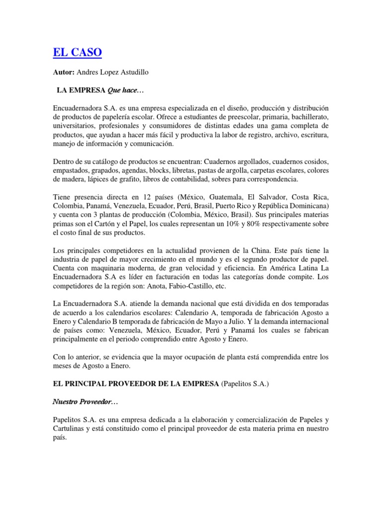 El Caso PDF | PDF | Papel | Materiales