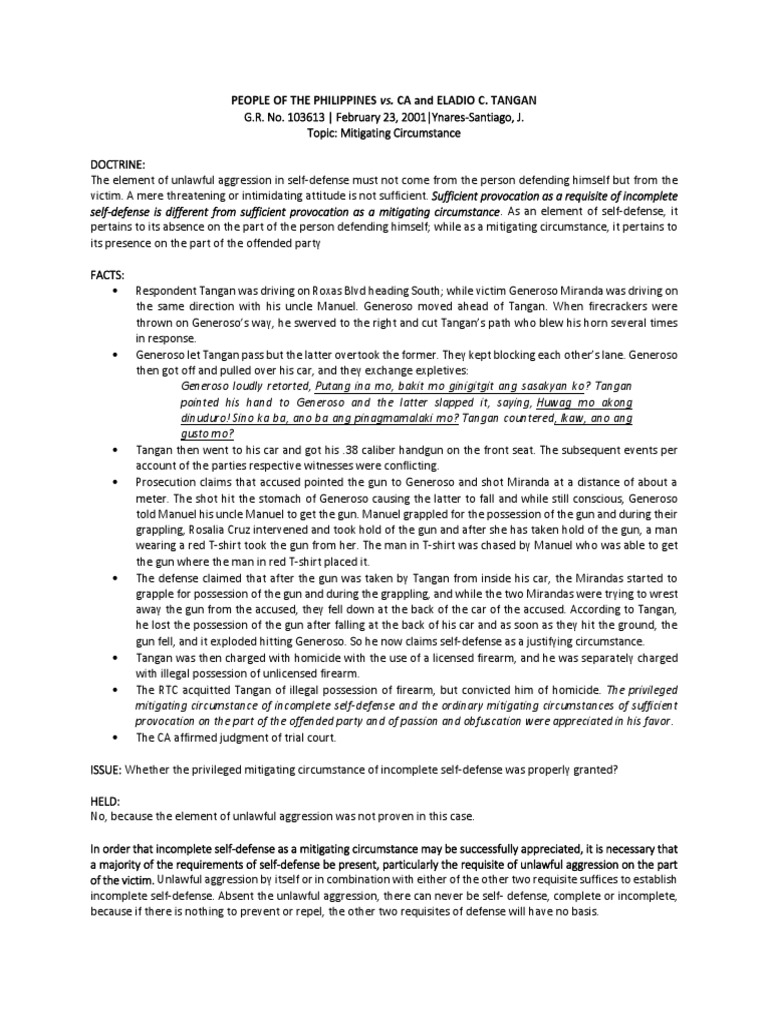 1 People v. CA and Tangan | PDF | Aggression | Misconduct