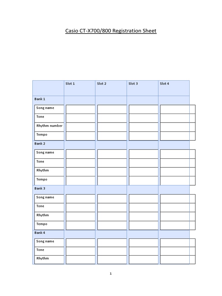 CT-X700 - 800 Registrations Sheet | PDF