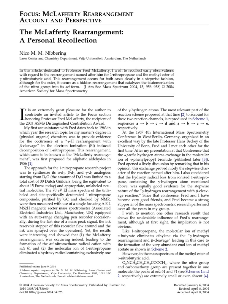 MC Lafferty Rearrangement | PDF | Functional Group | Mass Spectrometry