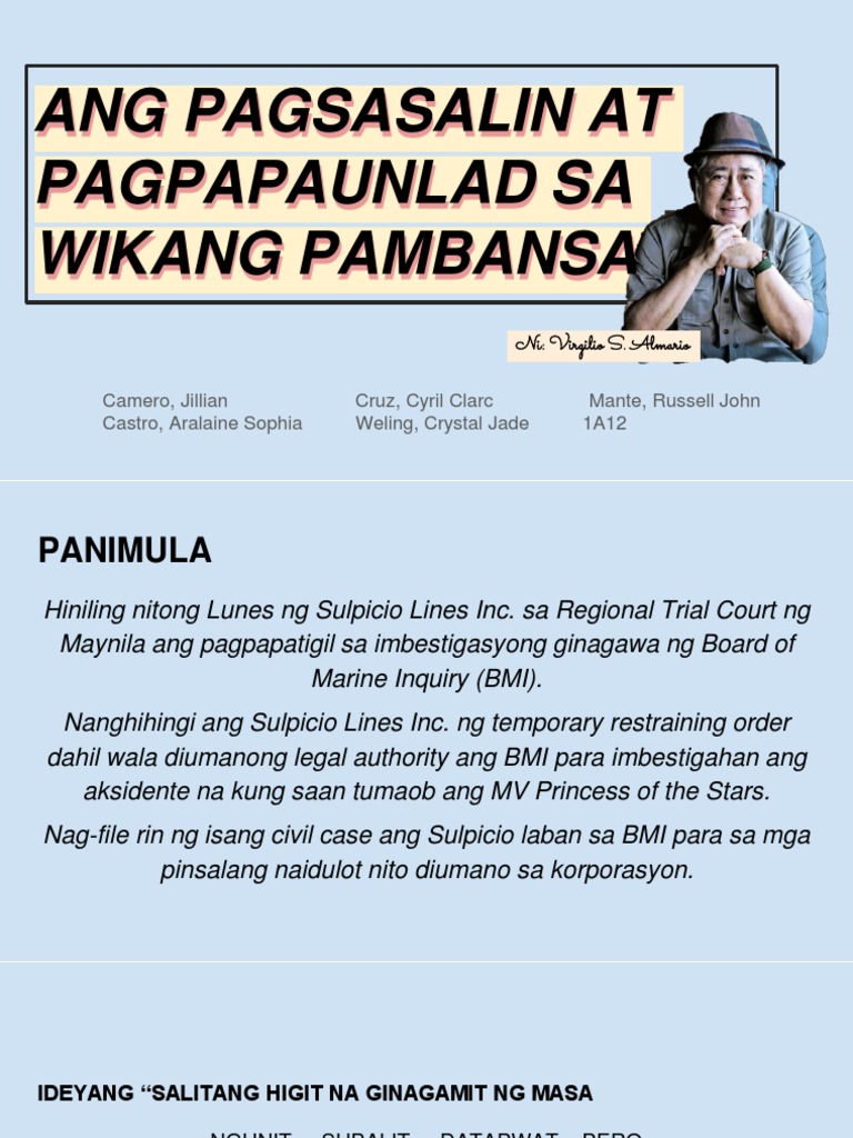 Ang Pagsasalin at Pagpapaunlad Sa Wikang Pambansa