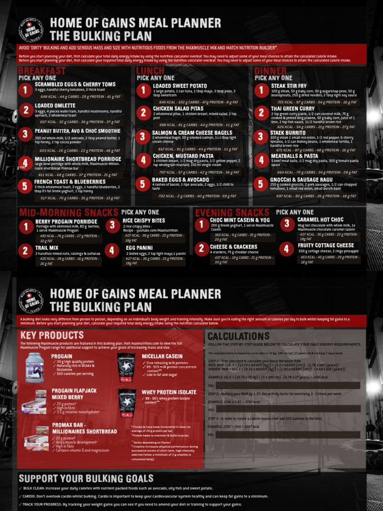 Hog Bulking Meal Planner PDF | PDF | Calorie | Eating Behaviors Of Humans