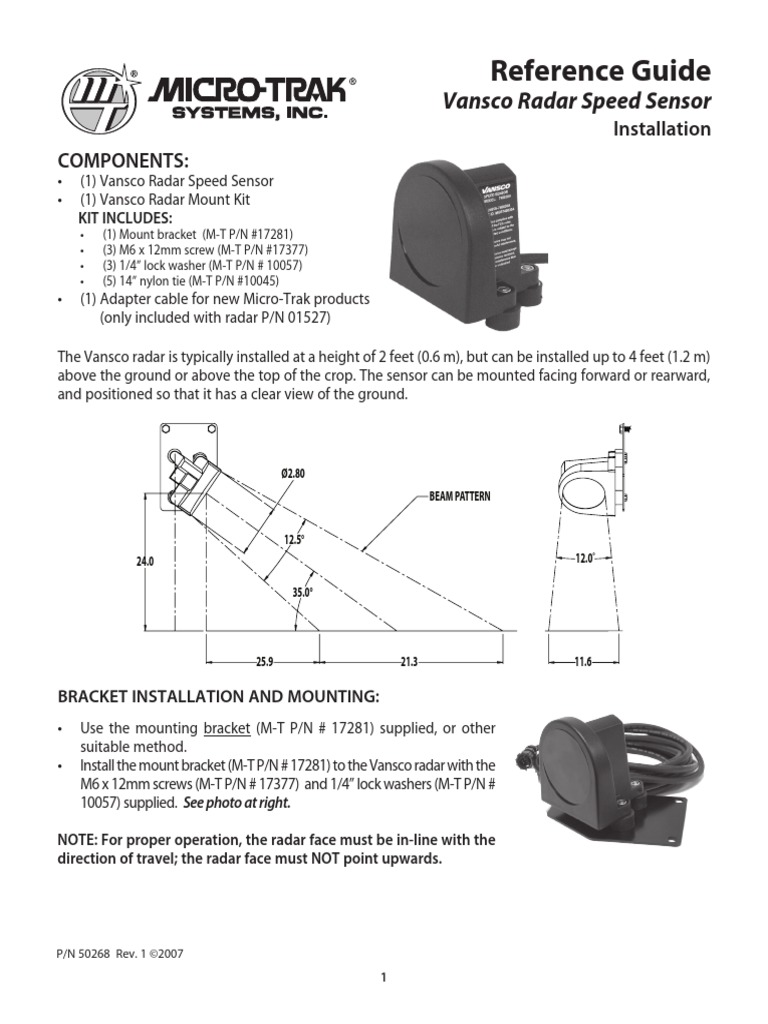 Manual Vansco Speed Sensor | PDF | Electrical Connector | Electromagnetism
