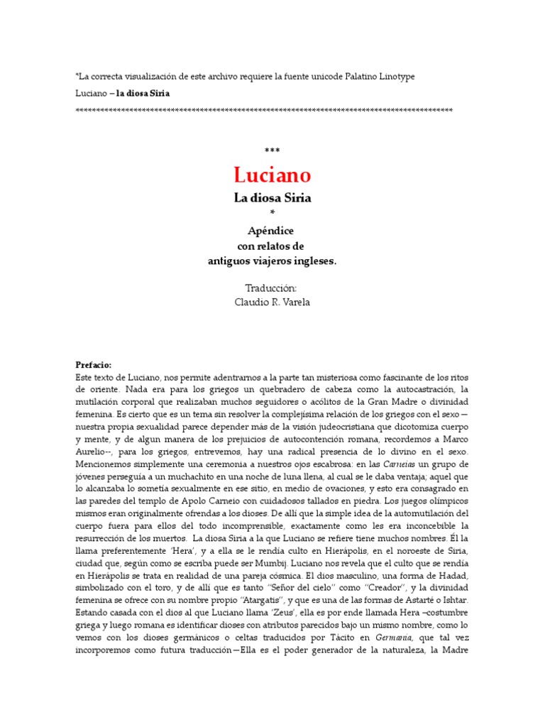 Luciano - de Dea Syria - La Diosa Siria | Descargar gratis PDF | Diosa ...